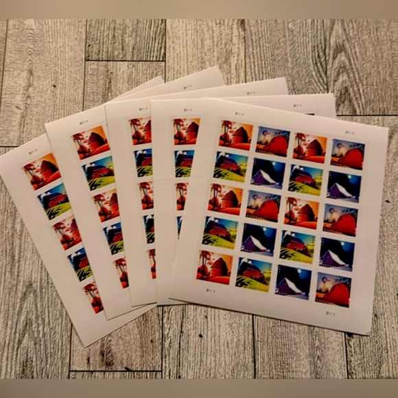 Office | 5 Sheets Of 2 Firstclass Postage Barn Postcard Stamps 100 ...